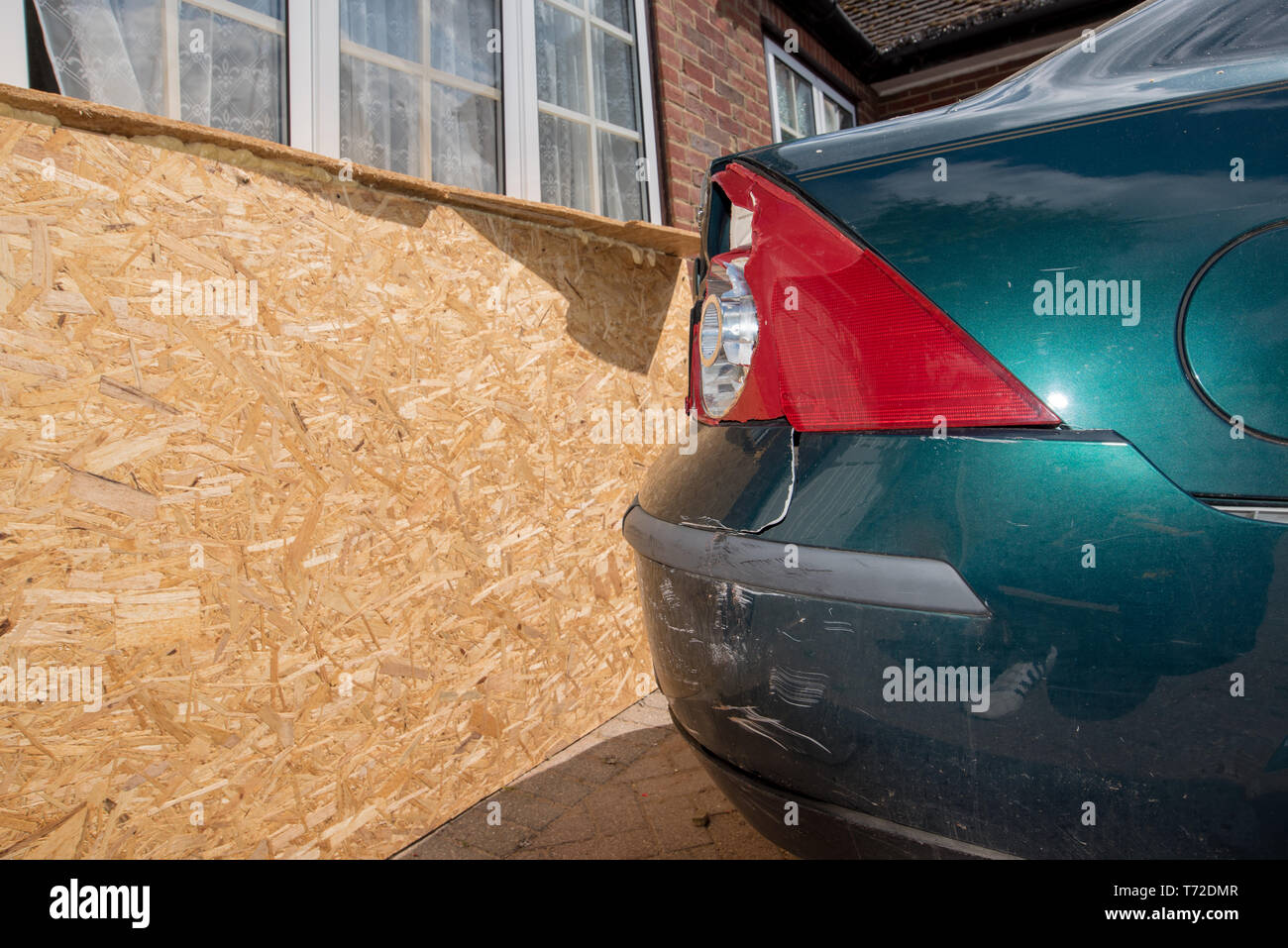 Car crash wreckage, road traffic collision (RTC) Car damage after crash ...