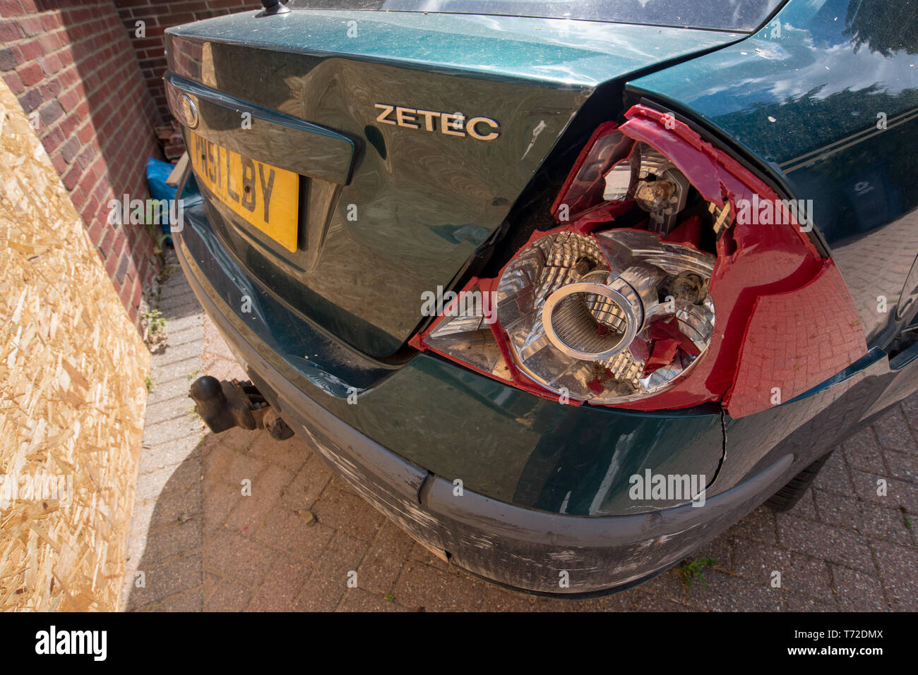 Car crash wreckage, road traffic collision (RTC) Car damage after crash ...