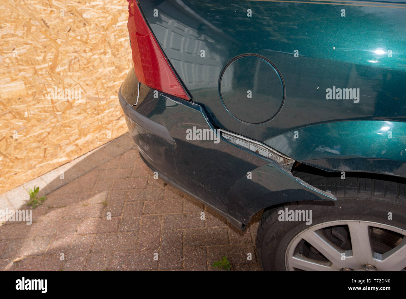 Car crash wreckage, road traffic collision (RTC) Car damage after crash ...