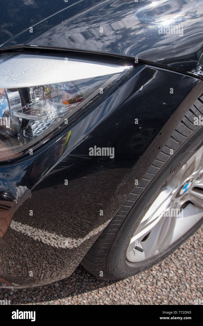 Car crash wreckage, road traffic collision (RTC) Car damage after crash ...