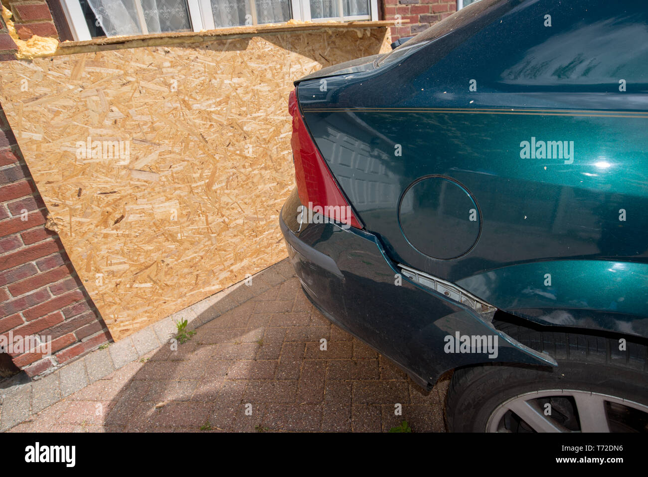 Car crash wreckage, road traffic collision (RTC) Car damage after crash ...