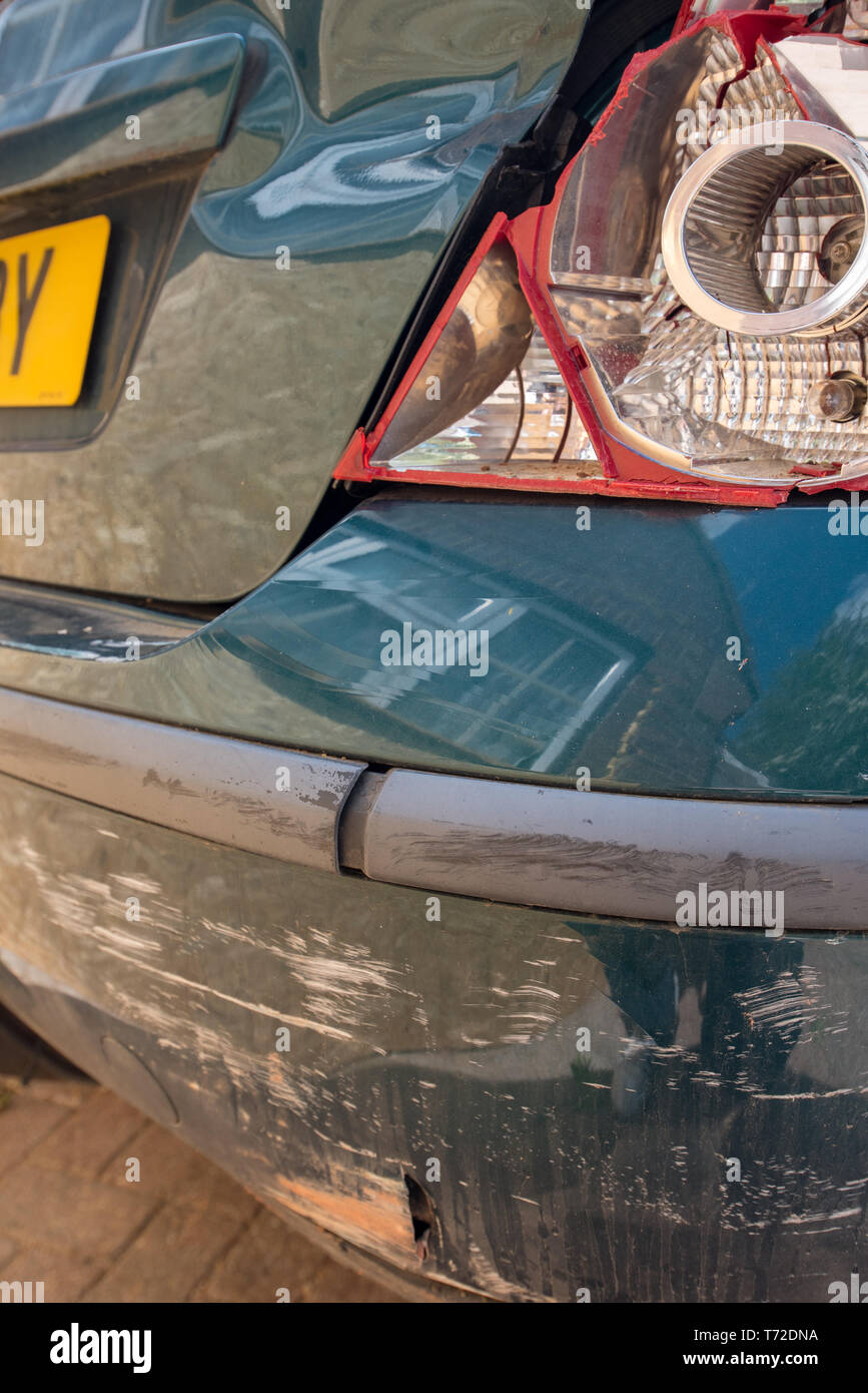 Car crash wreckage, road traffic collision (RTC) Car damage after crash ...