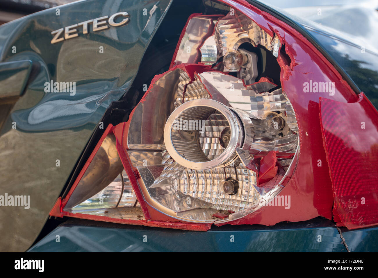 Car crash wreckage, road traffic collision (RTC) Car damage after crash ...