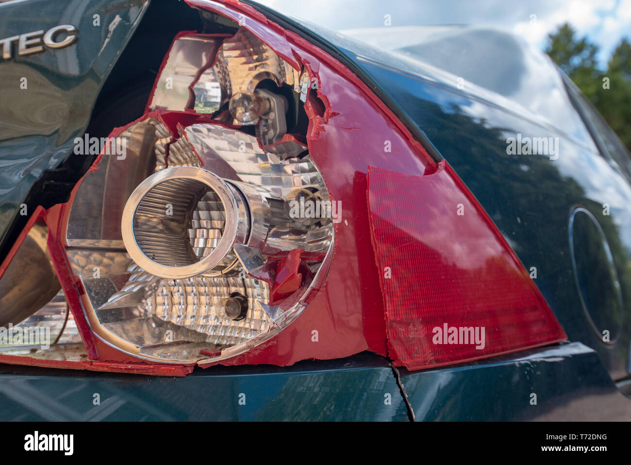 Car crash wreckage, road traffic collision (RTC) Car damage after crash ...