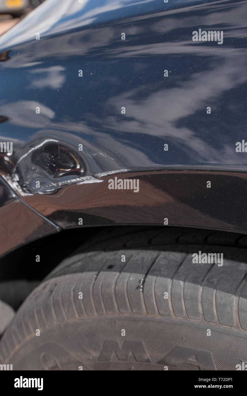 Car crash wreckage, road traffic collision (RTC) Car damage after crash ...