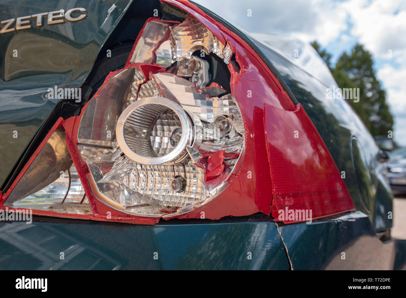 Car crash wreckage, road traffic collision (RTC) Car damage after crash ...