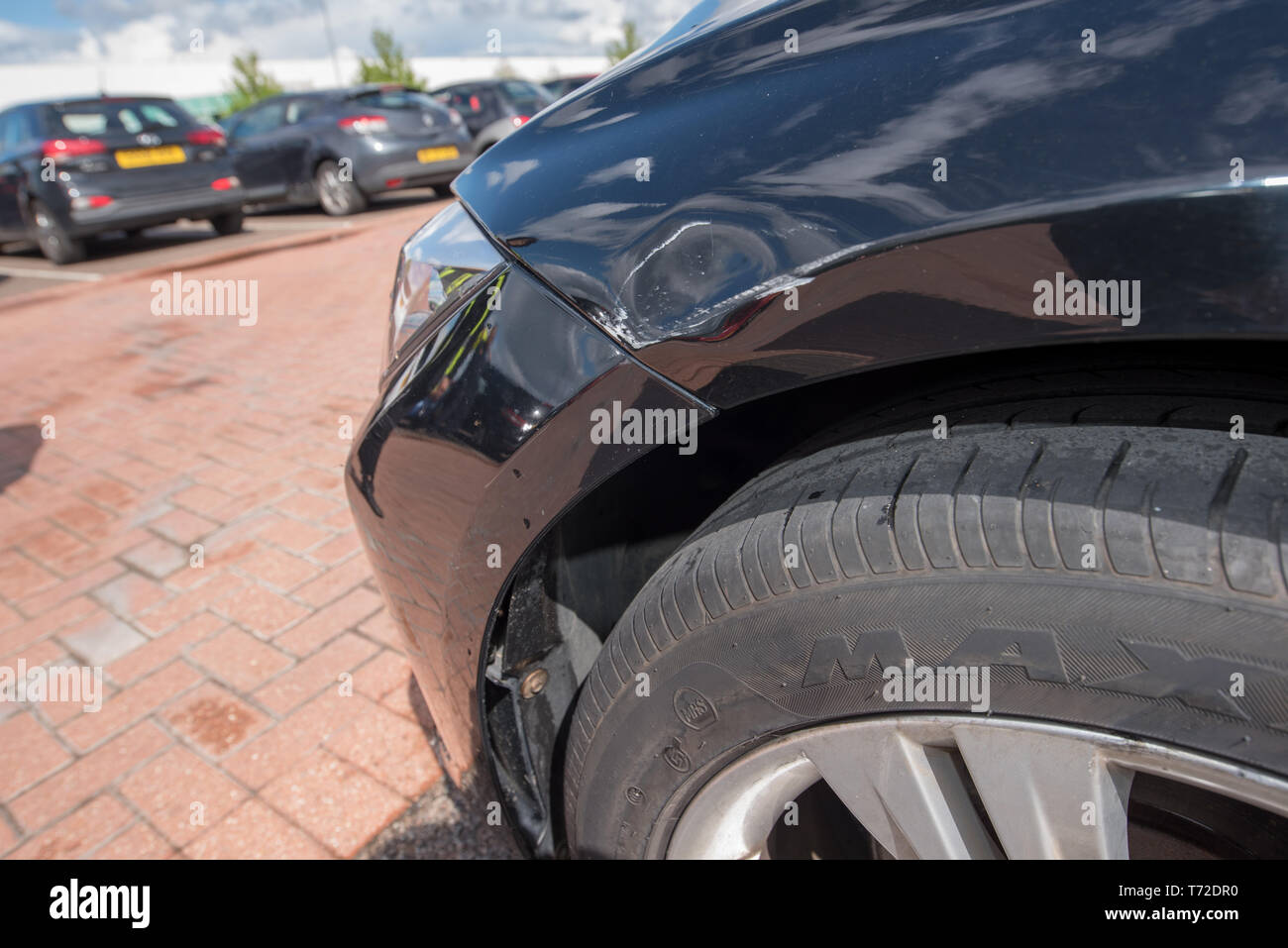 Car crash wreckage, road traffic collision (RTC) Car damage after crash ...