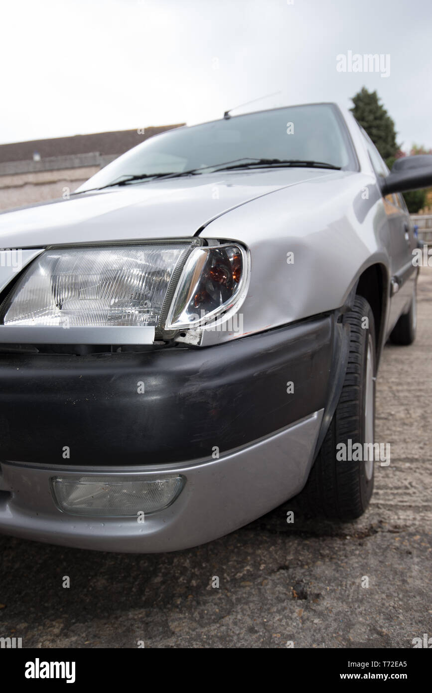 Car crash wreckage, road traffic collision (RTC) Car damage after crash ...