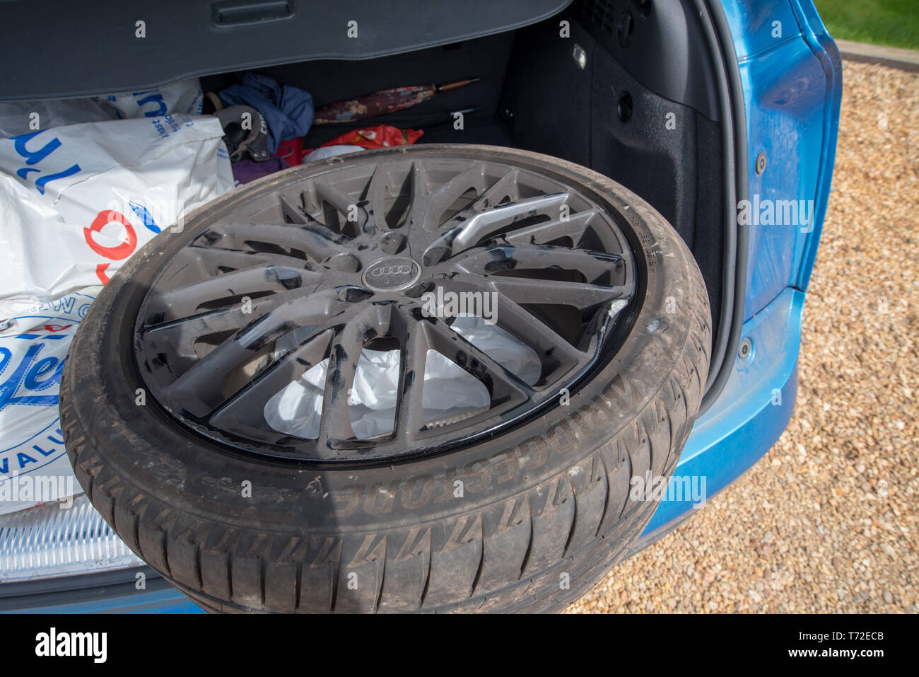 Car crash wreckage, road traffic collision (RTC) Car damage after crash ...