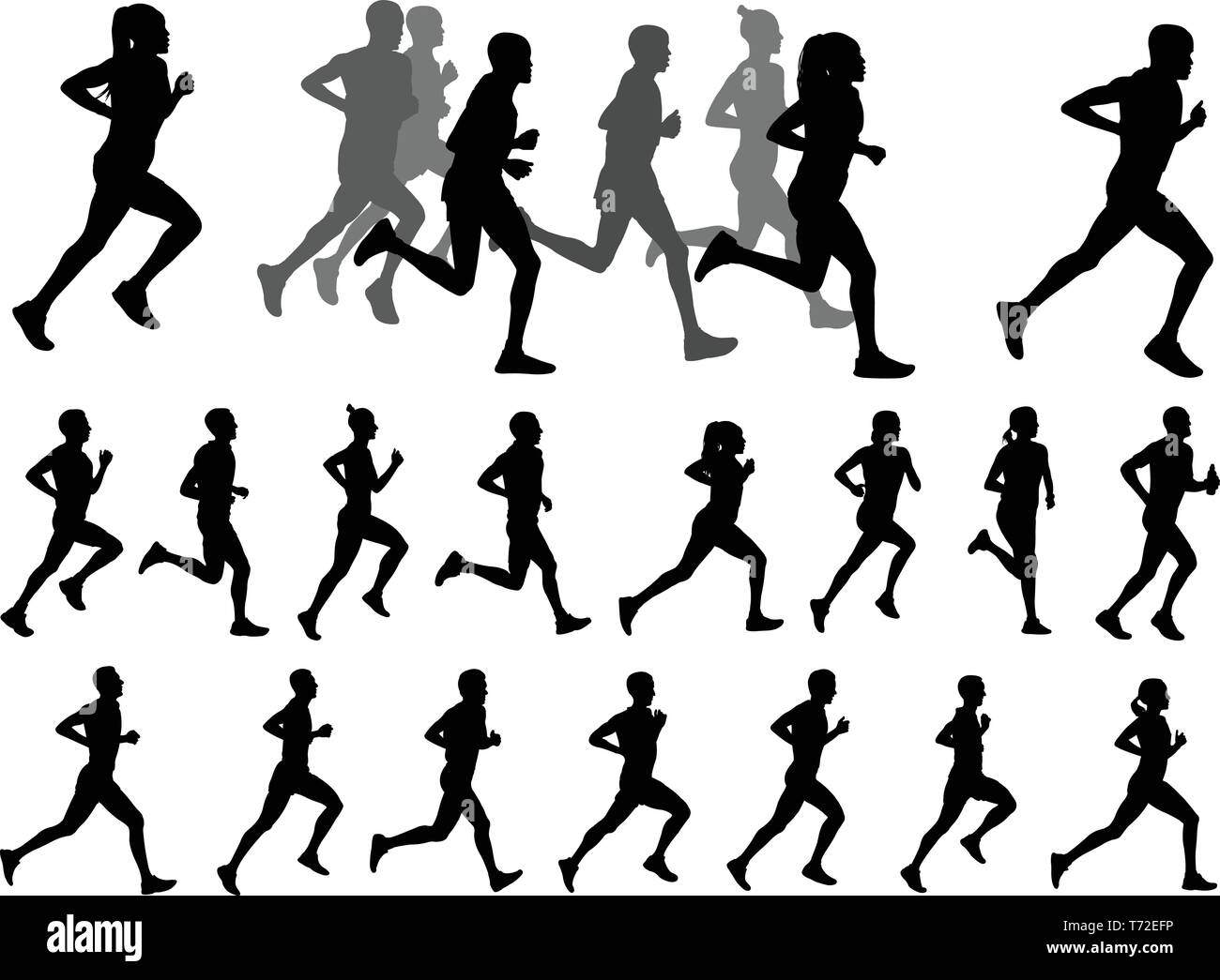 runners silhouettes collection - vector Stock Vector Image & Art - Alamy
