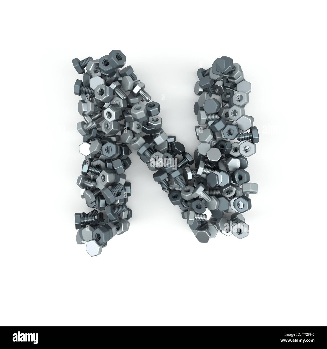 3D Render of Alphabet Letter of Nuts and Bolts Stock Photo - Alamy