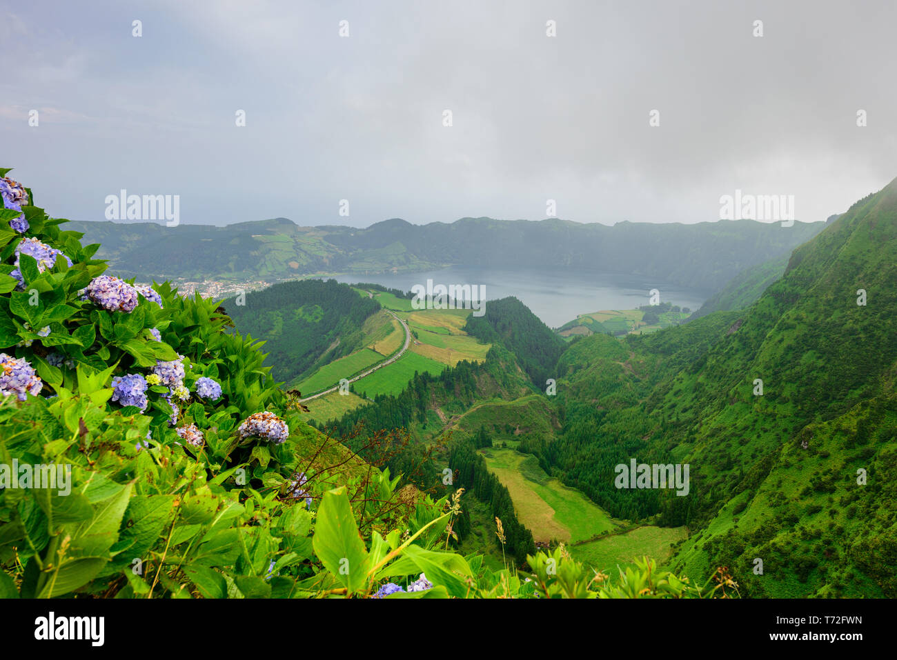 Azores panoramic view of natural landscape, wonderful scenic island of ...