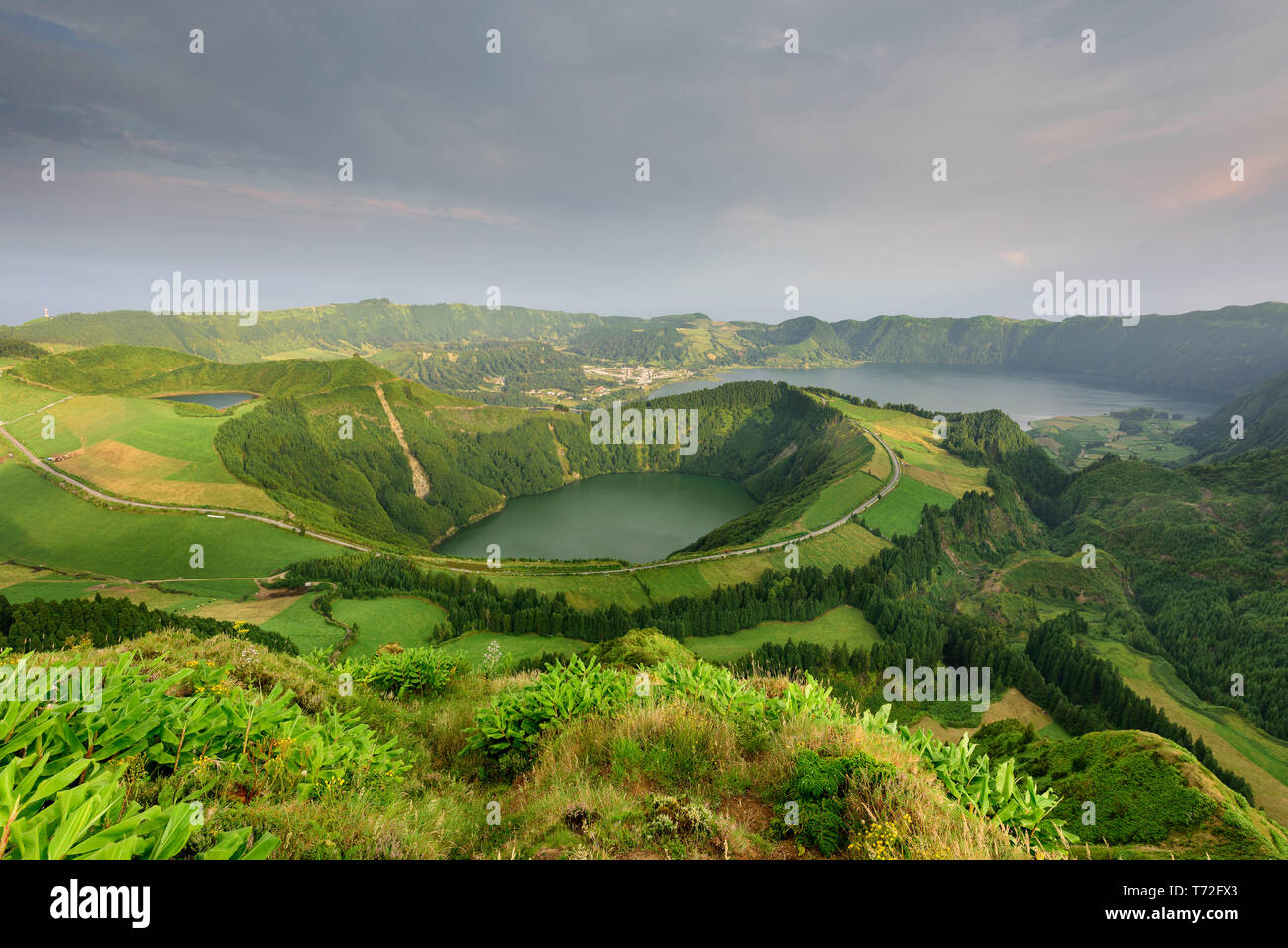 Azores panoramic view of natural landscape, wonderful scenic island of ...
