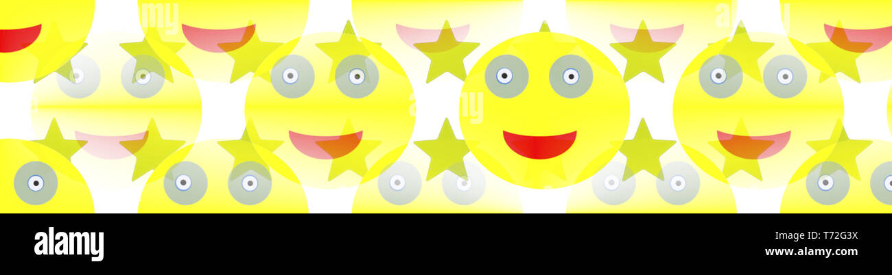 Emoji and stars on white background with happy faces for website design ...