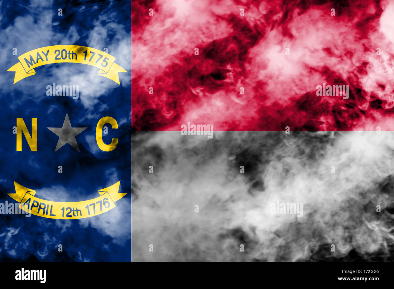 The national flag of the US state North Carolina in against a gray ...
