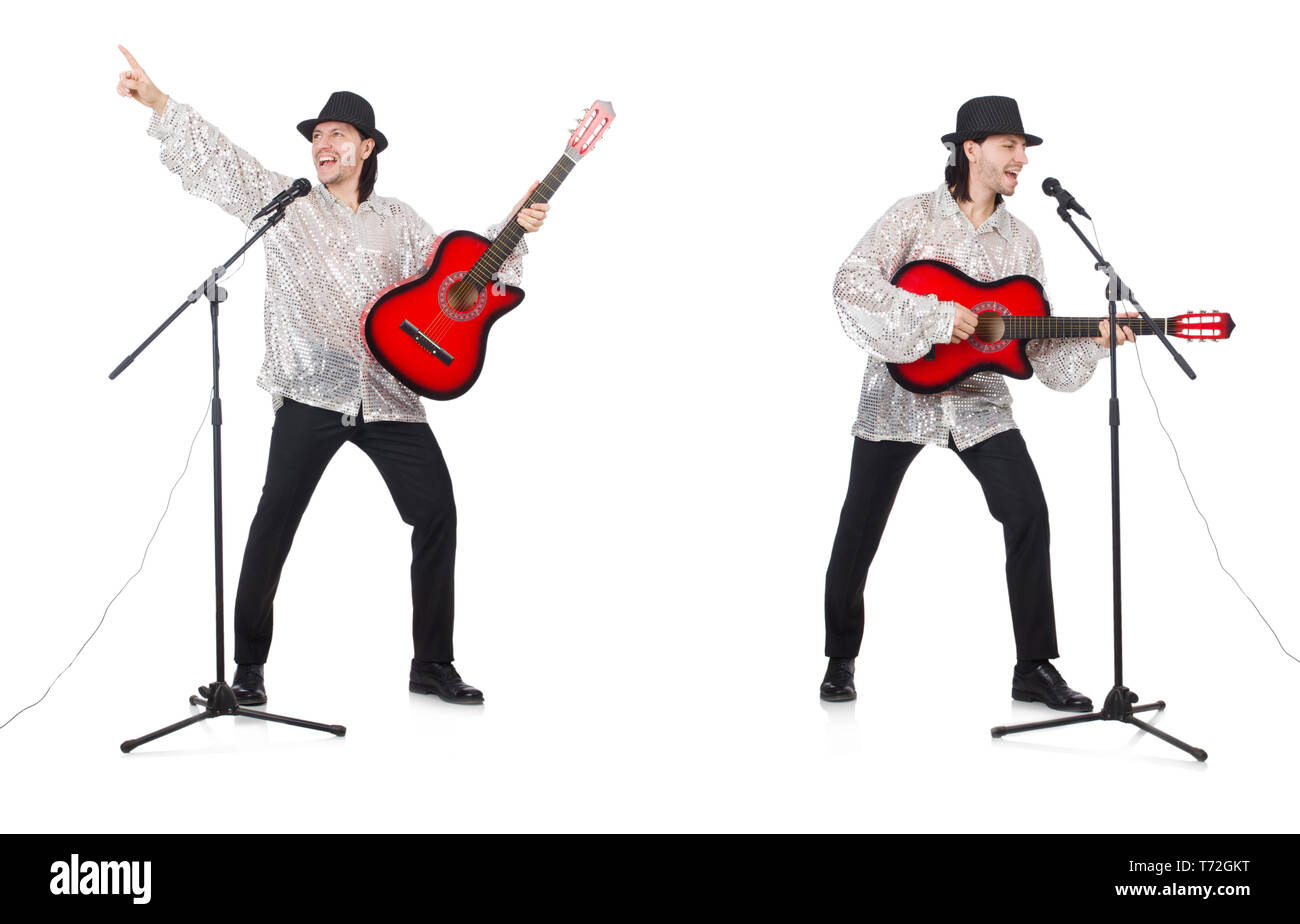 Young man playing guitar singing Cut Out Stock Images & Pictures - Alamy