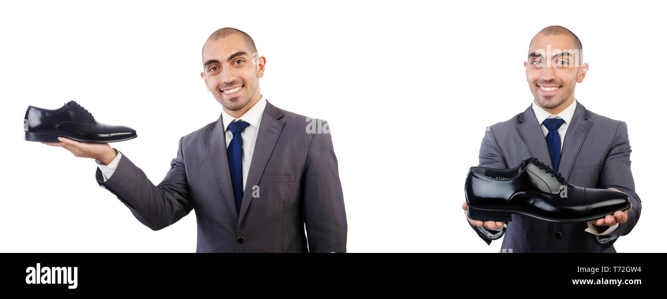 Man with shoes isolated on white Stock Photo - Alamy