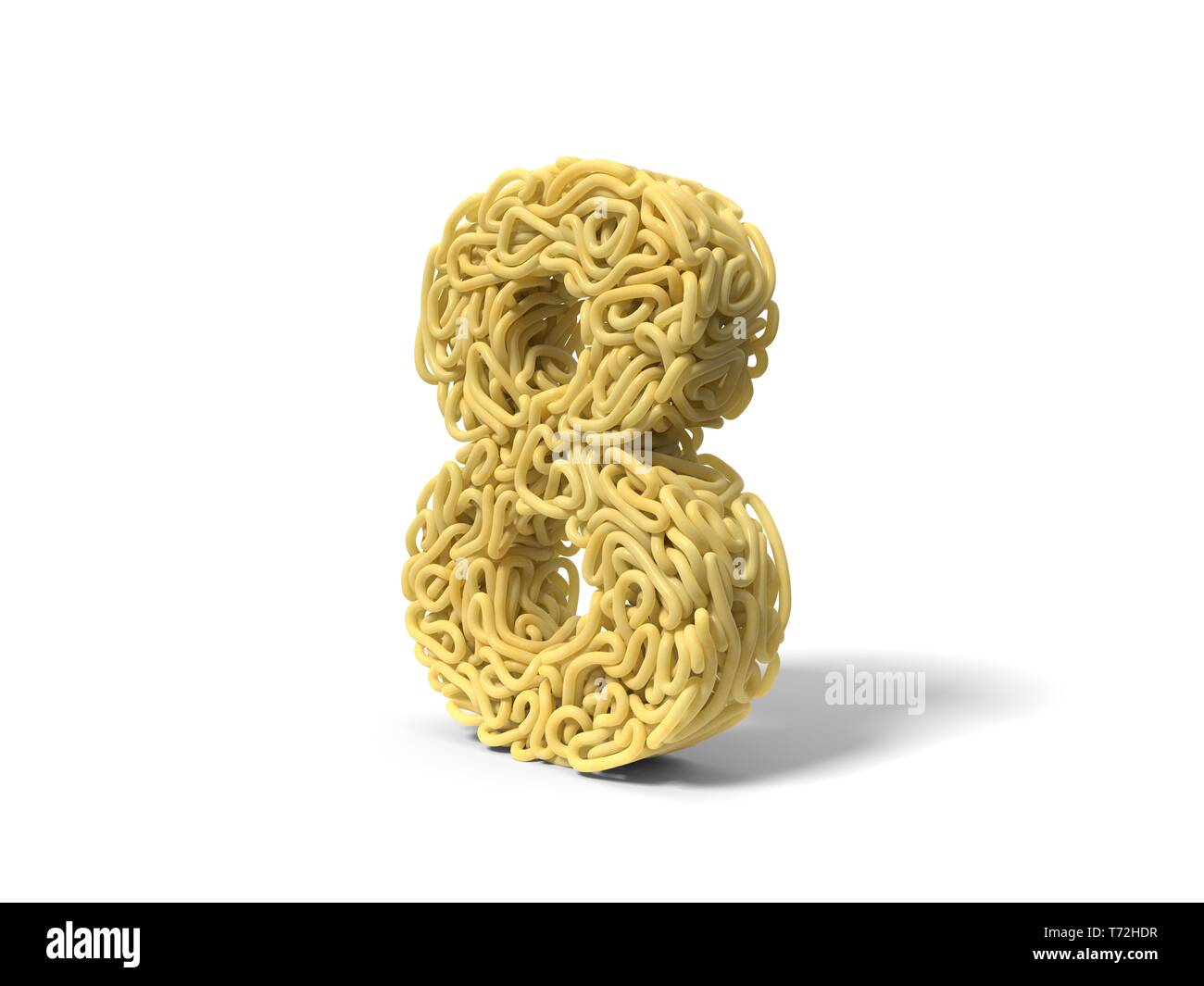 noodle in shape of number 8. curly spaghetti for cooking. 3d ...