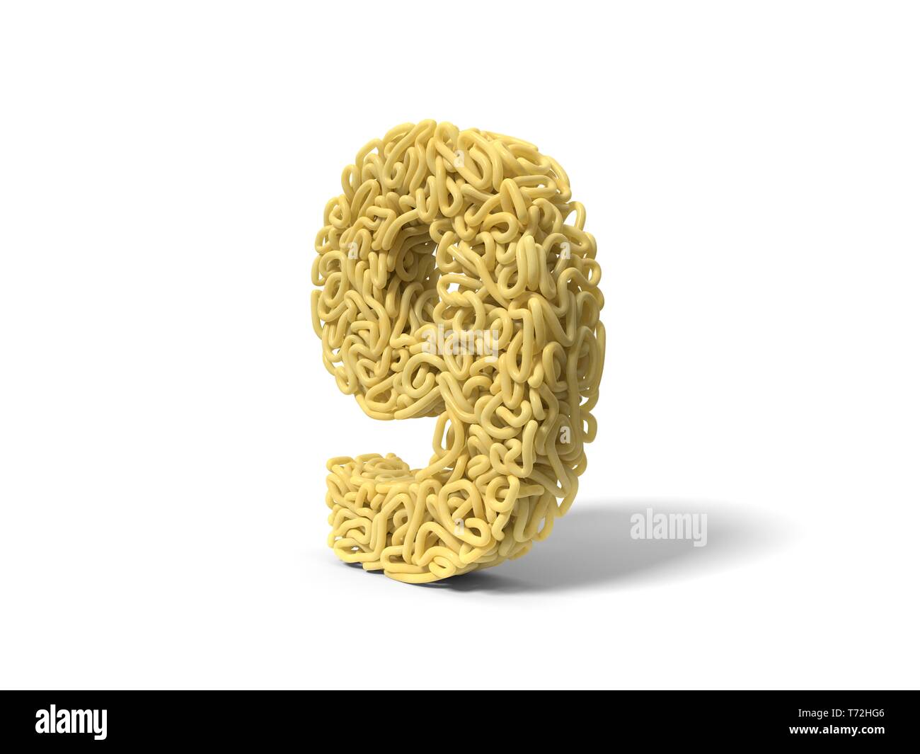 noodle in shape of number 8. curly spaghetti for cooking. 3d ...
