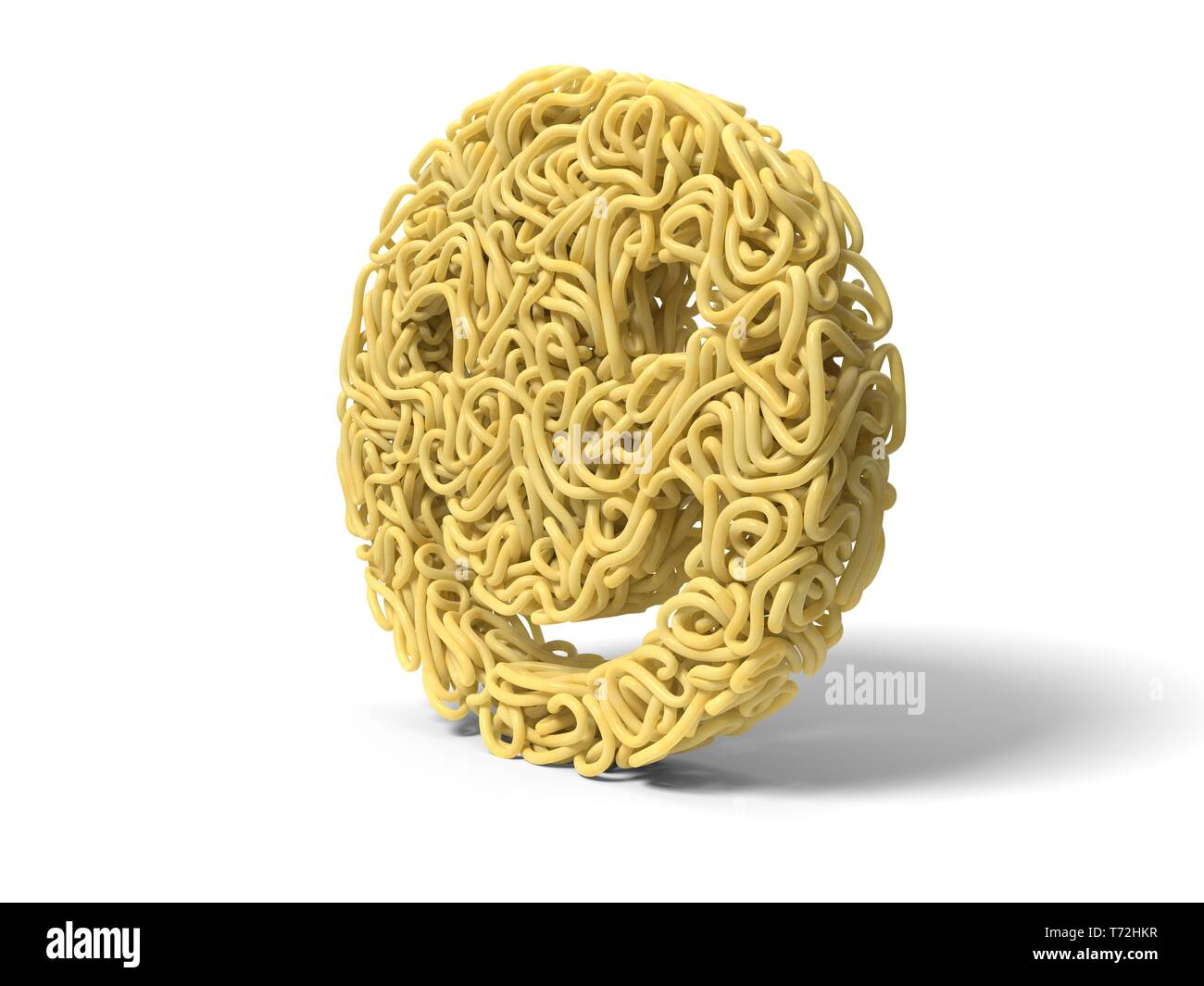 noodle in shape of smiley face. curly spaghetti for cooking. 3d ...