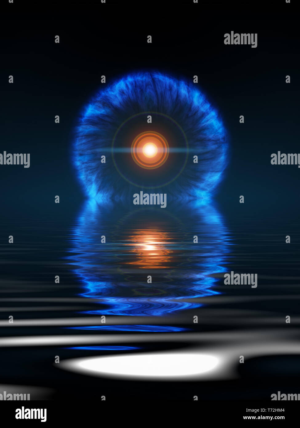 strange blue light with water reflections Stock Photo - Alamy