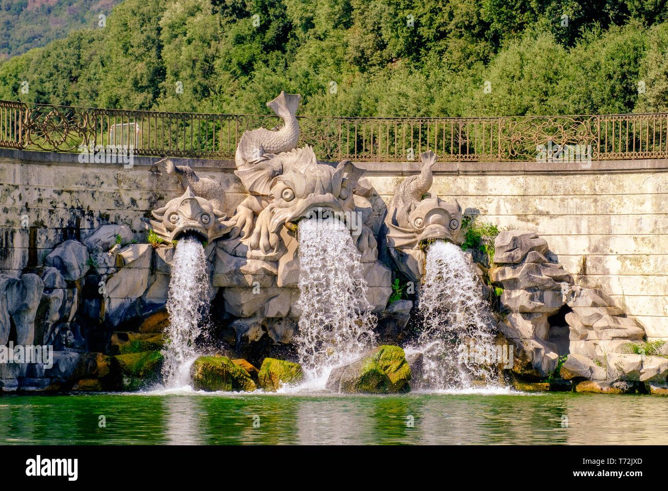 The fountain of the three dolphins represents sea monsters with the ...