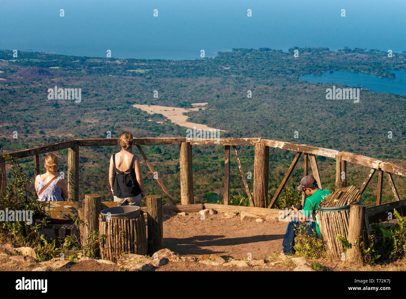Two girl tourists visits Mombacho Volcano national reserve; Nicaragua ...