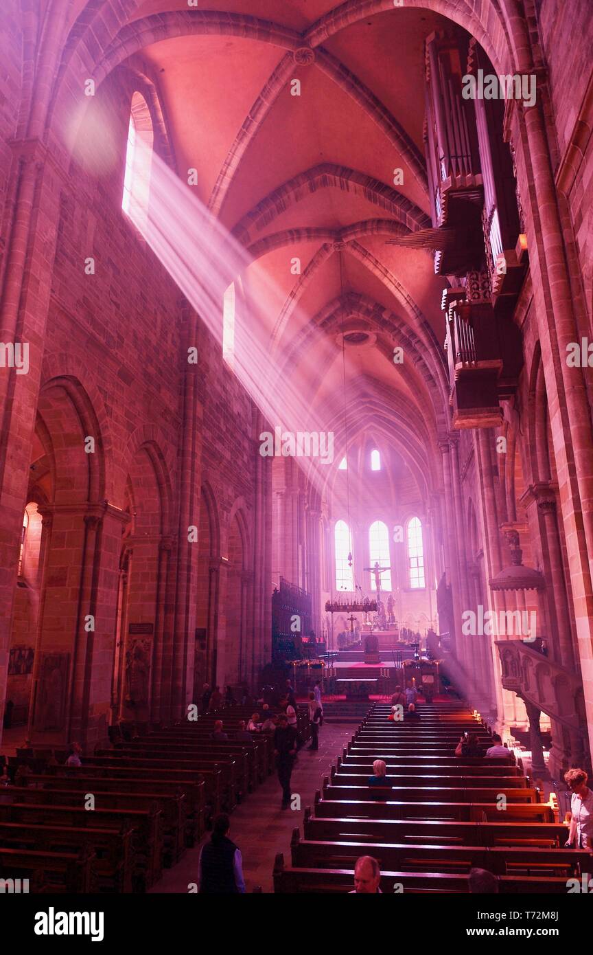 interior of an old church. sunlight column Stock Photo - Alamy