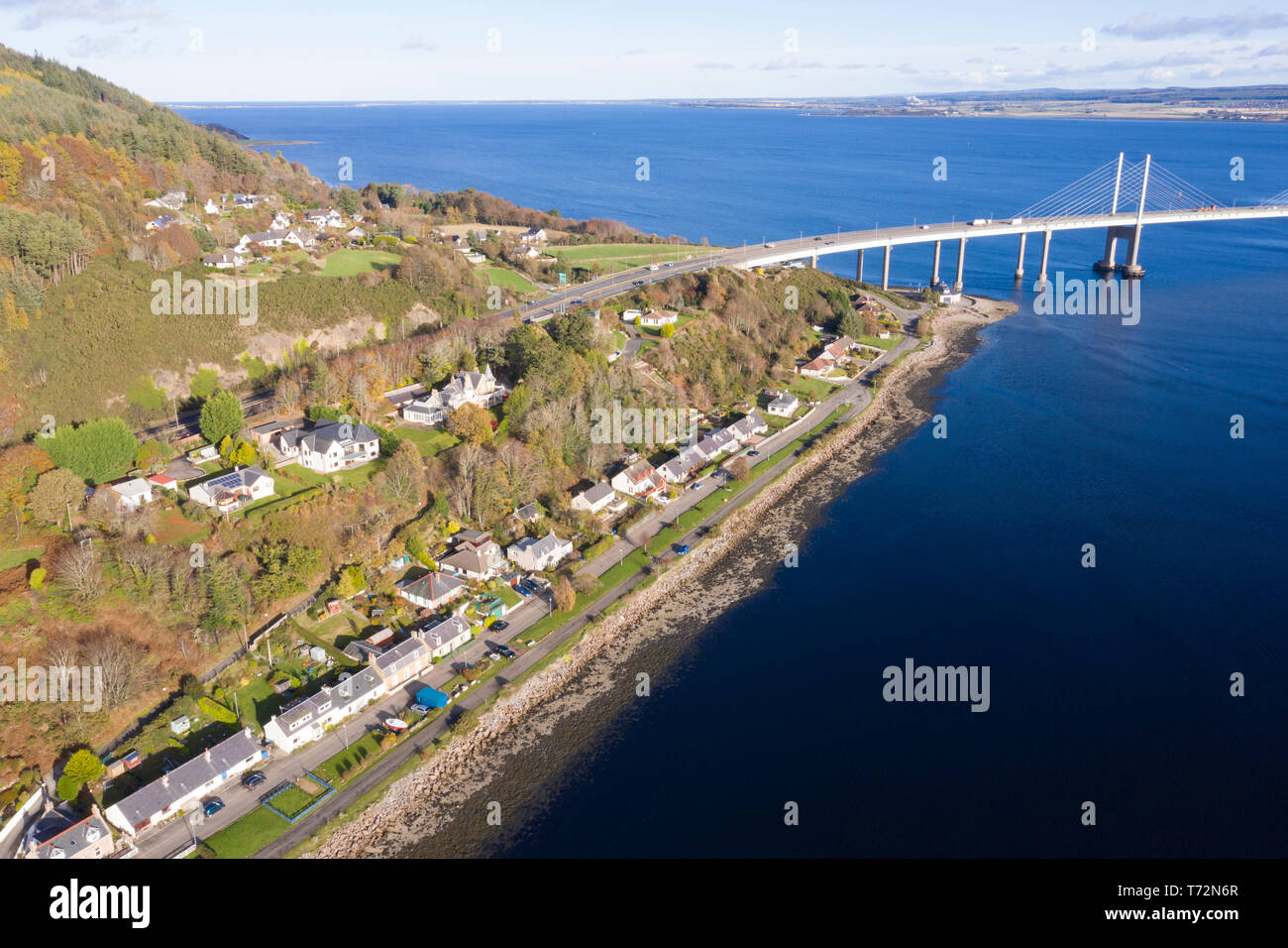 Aerial drone view of Kessock Bridge and Beauly Firth Inverness Stock ...