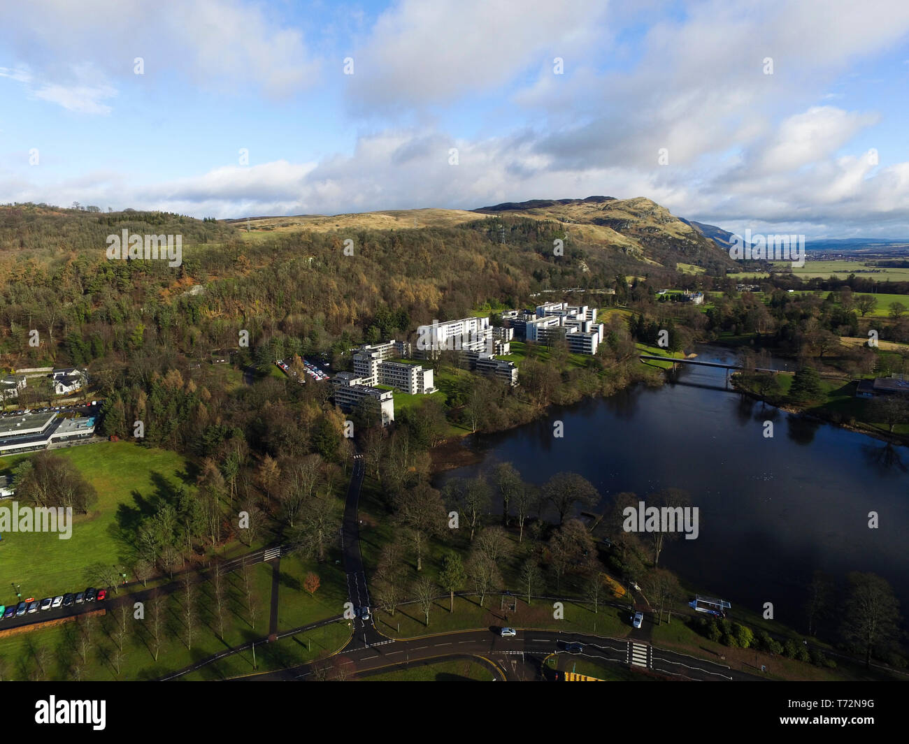 Aerial drone view of University of Stirling campus Stock Photo - Alamy