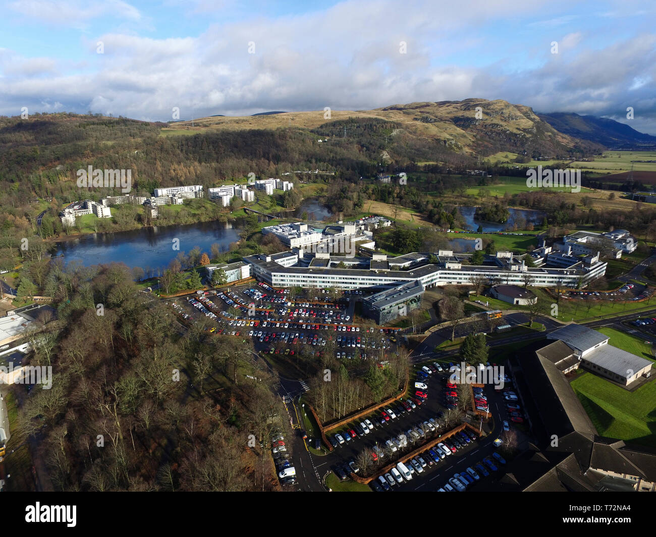 Aerial drone view of University of Stirling campus Stock Photo - Alamy