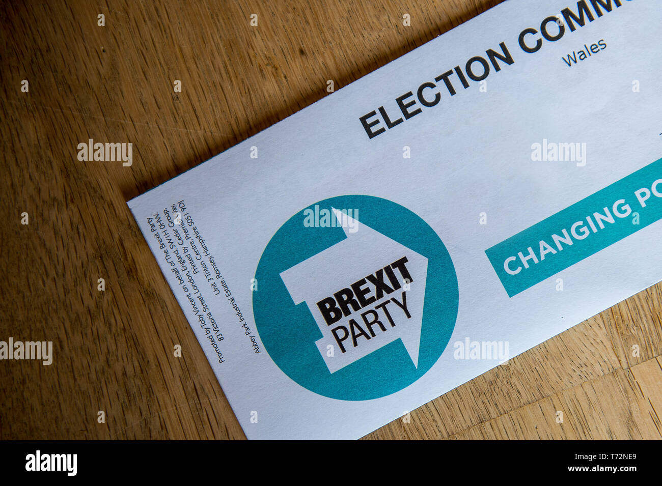 Brexit Party election campaign communication leaflet Stock Photo - Alamy
