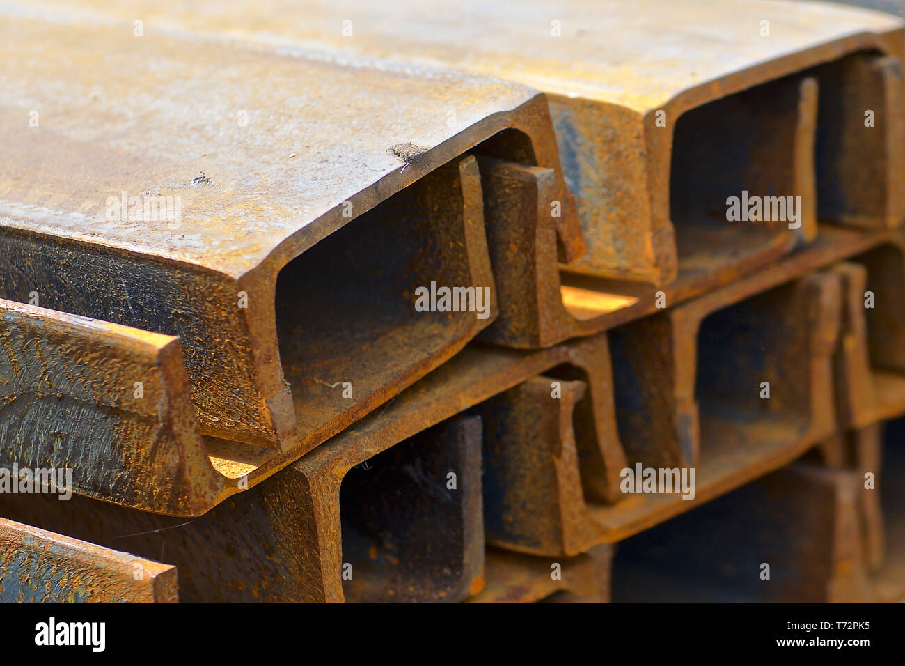 Metal profile channel in packs at the warehouse of metal products ...