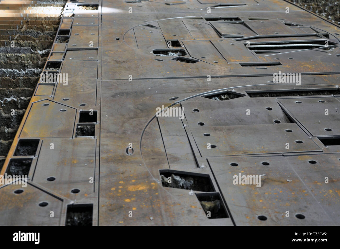 Plasma cutting at the factory. Cutting sheet metal. Production Stock ...