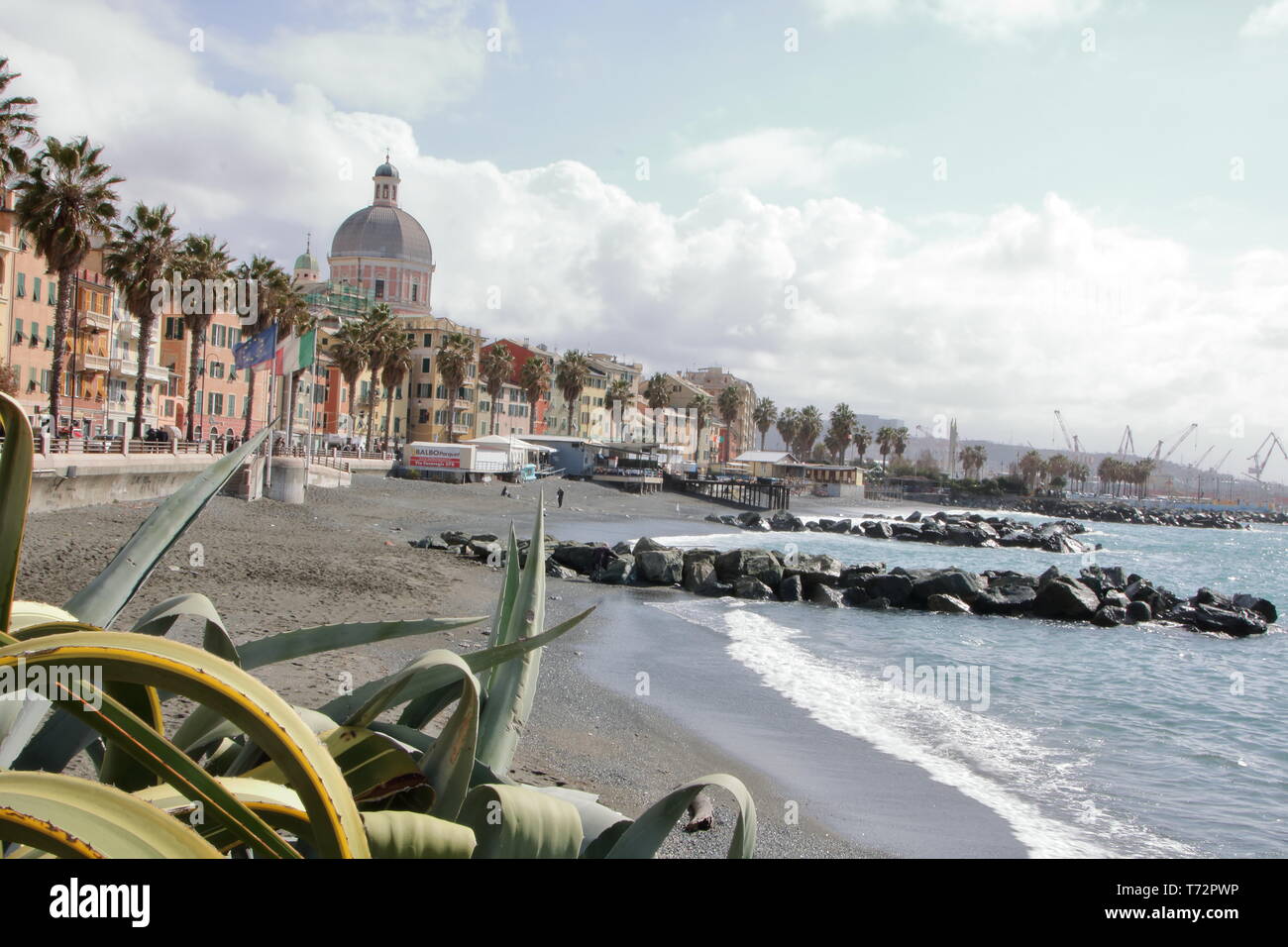 At Pegli - Italy - On april , 02, 2018 - view from the harbor Stock ...