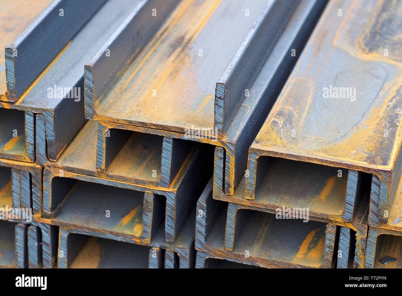 Metal profile channel in packs at the warehouse of metal products ...