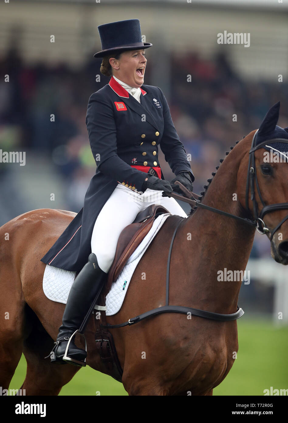 Great Britain's Pippa Funnell on Billy Walk On after competing in the ...