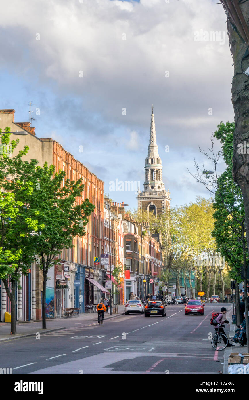 View south down Upper Street, Islington, towards St Mary's church Stock ...
