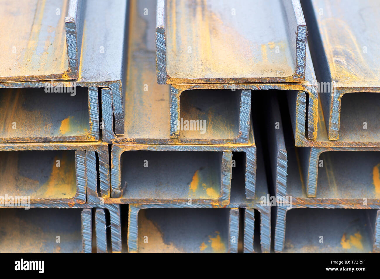 Metal profile channel in packs at the warehouse of metal products ...