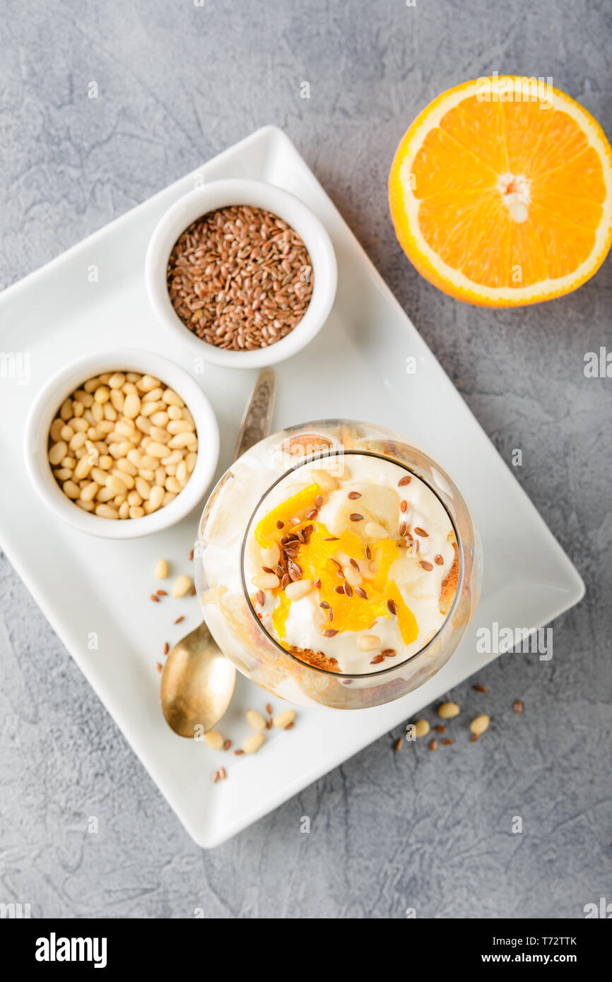 Healthy layered dessert trifle Stock Photo - Alamy