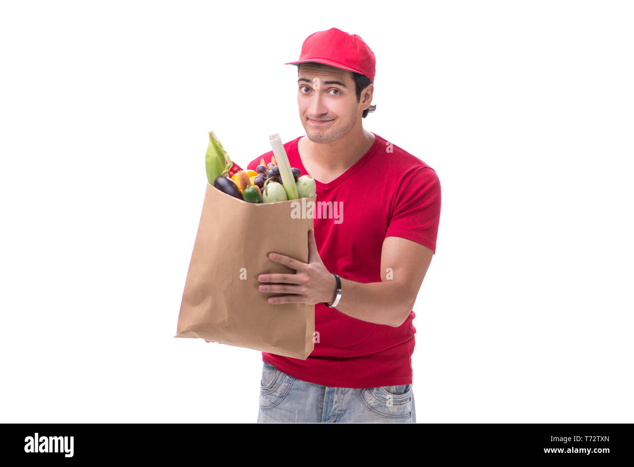 Concept of shopping delivery isolated on white background Stock Photo ...