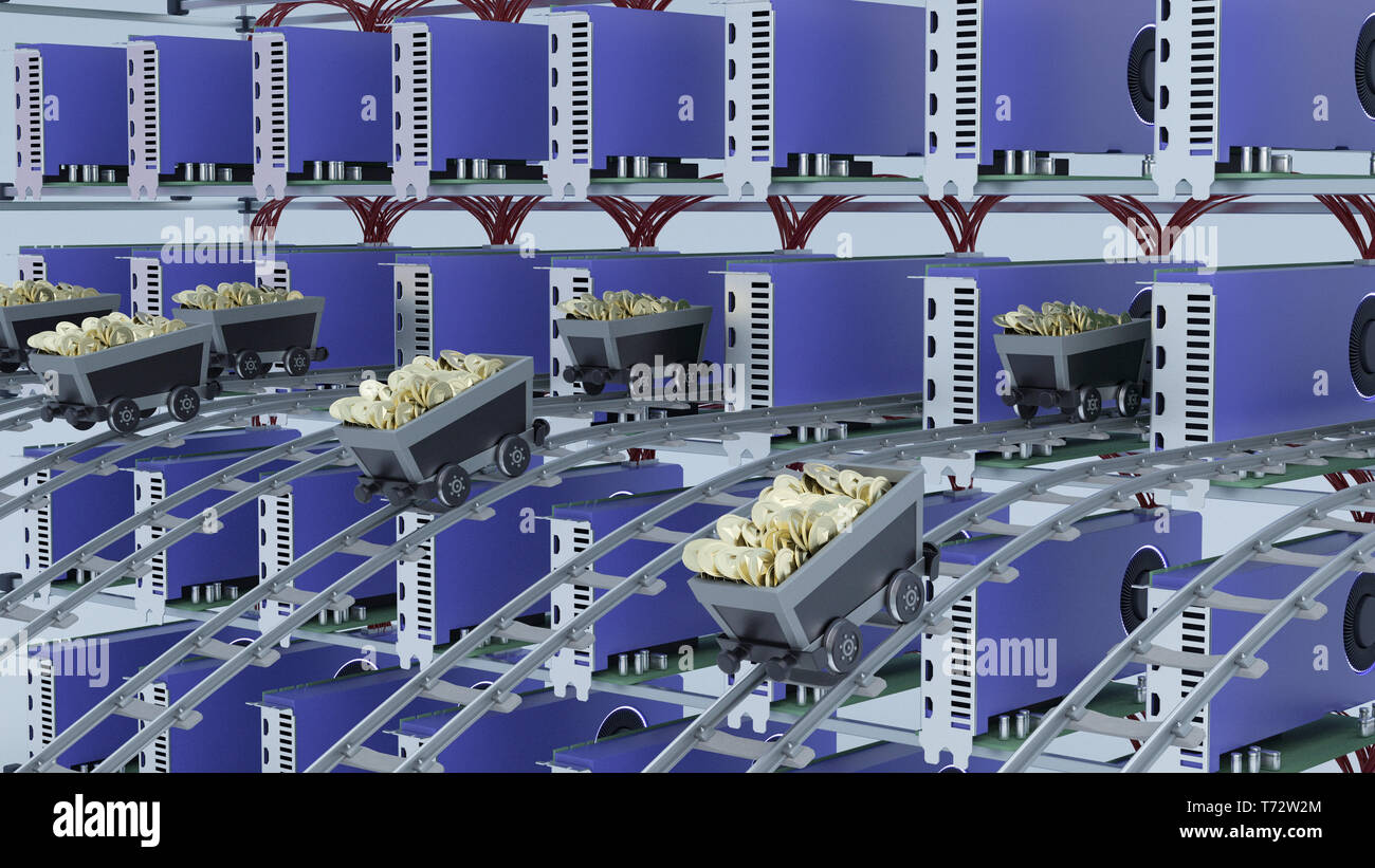 3D Render of GPU Crypto Currency Mining Stock Photo - Alamy