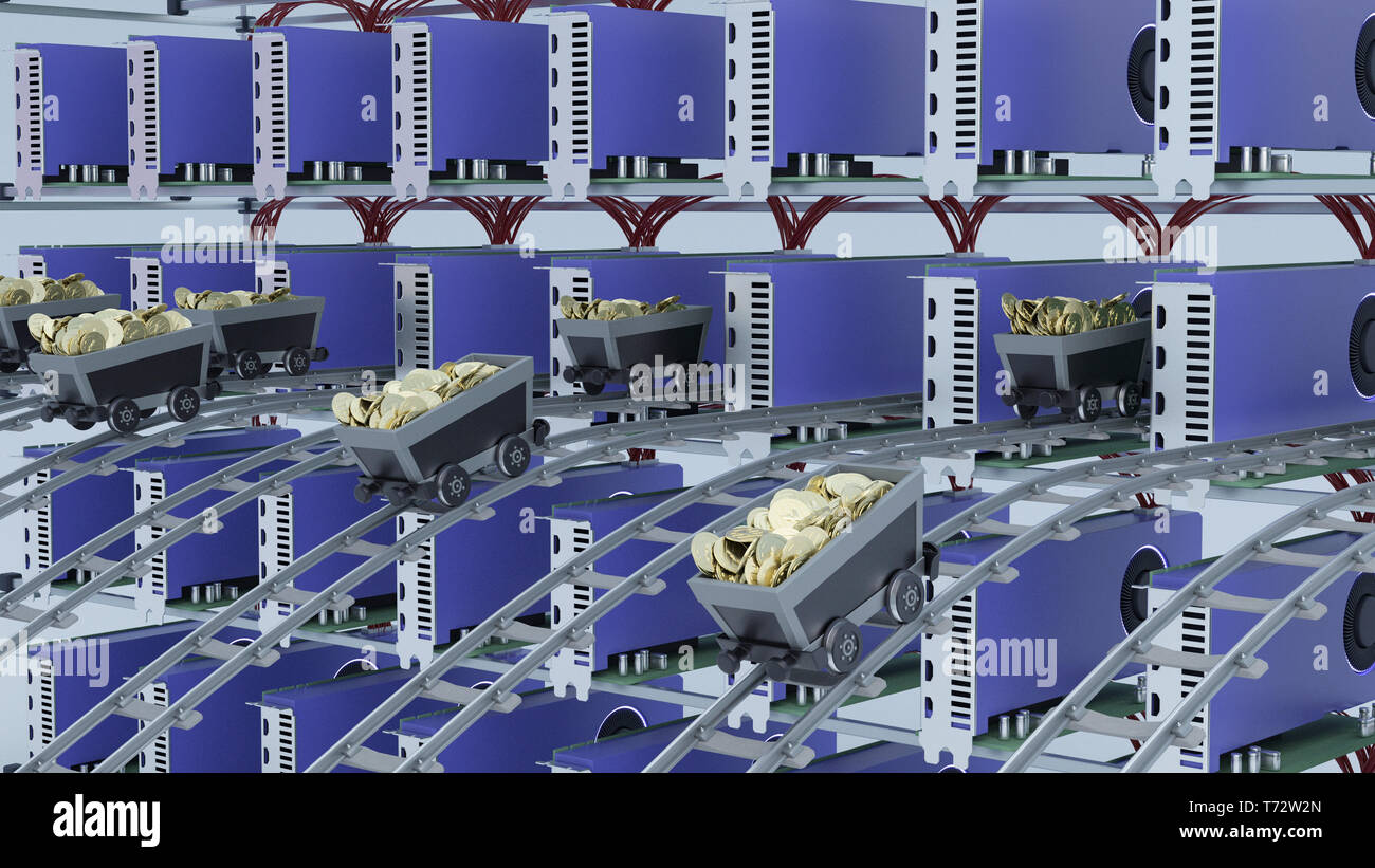 3D Render of GPU Crypto Currency Mining Stock Photo - Alamy