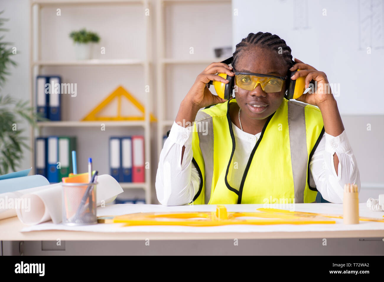 Young black architect working on project Stock Photo - Alamy