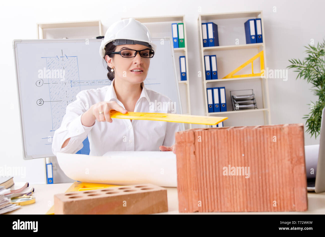 Female architect checking house hi-res stock photography and images - Alamy