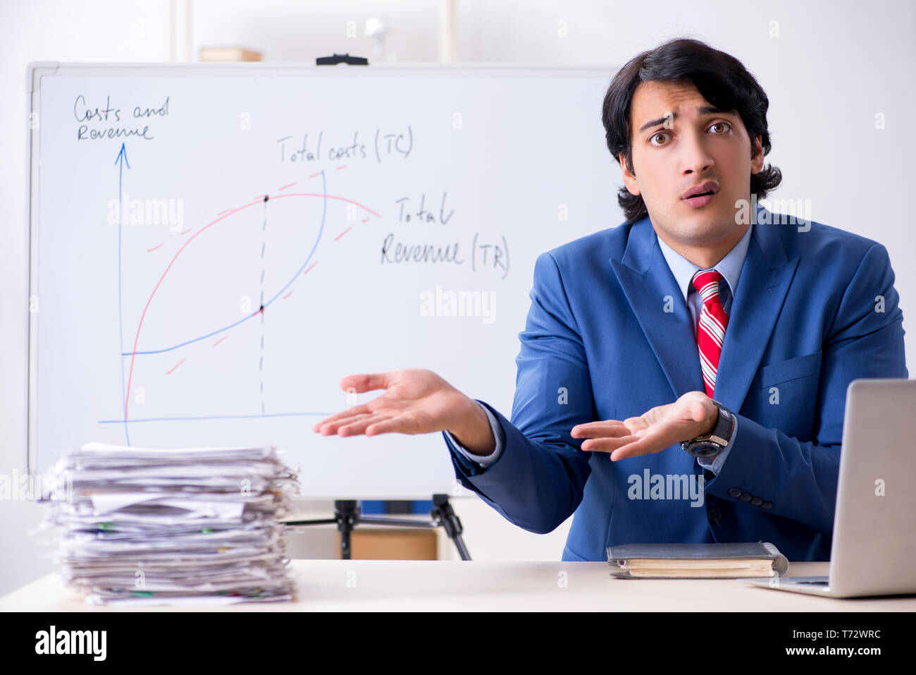 Workaholic overworked businessman explaining company hi-res stock ...