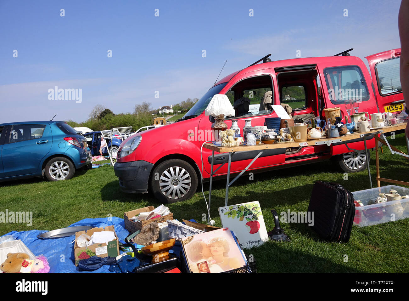 Typical car boot sale in English field Stock Photo - Alamy