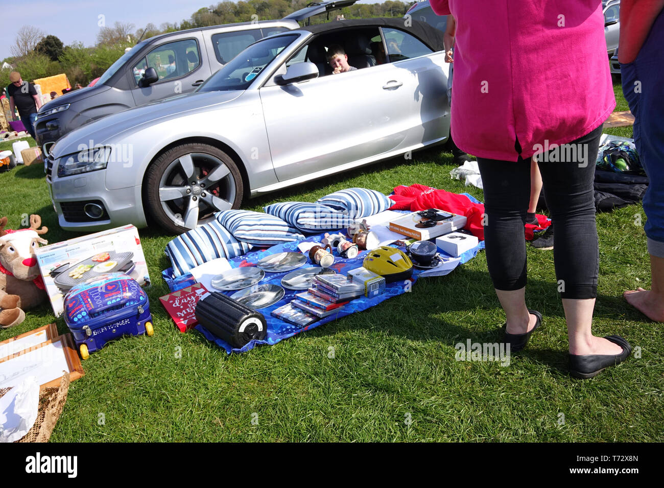 Typical car boot sale in English field Stock Photo - Alamy