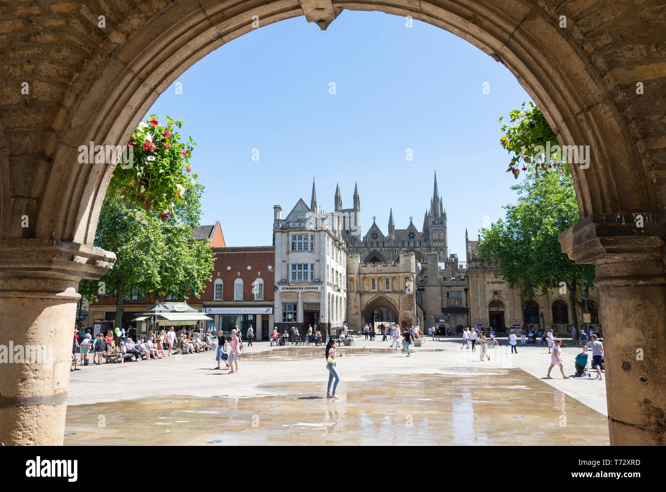 View of Cathedral Square and Peterborough Cathedral from The Guildhall ...
