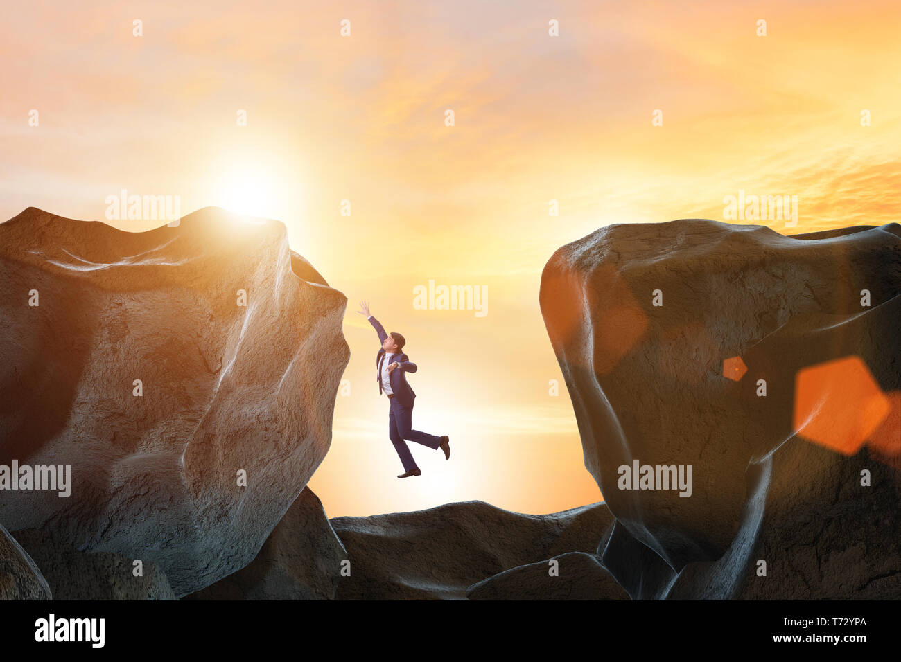 Businessman falling down mountain hi-res stock photography and images ...